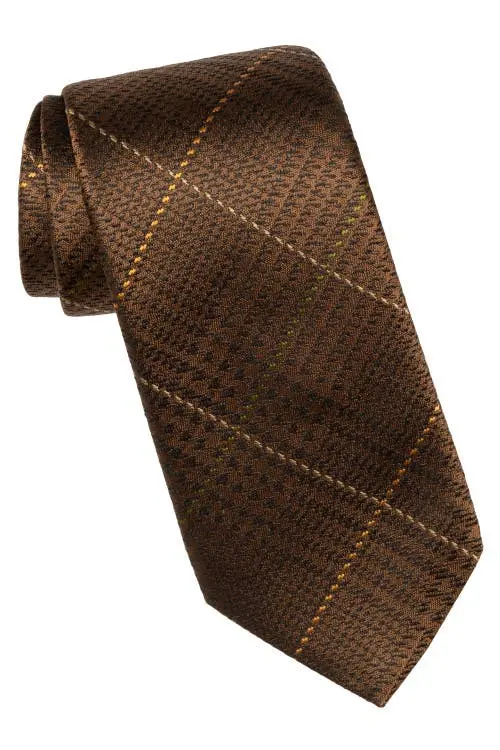 ELIZABETTA Spoletosilk Jacquard Neck Tie - Oak Brown