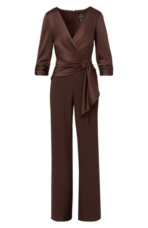 Adrianna Papell Belted Satin Jumpsuit