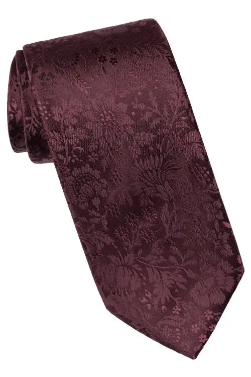 ELIZABETTA Goldoniextra Long Silk Jacquard Neck Tie - Burgundy