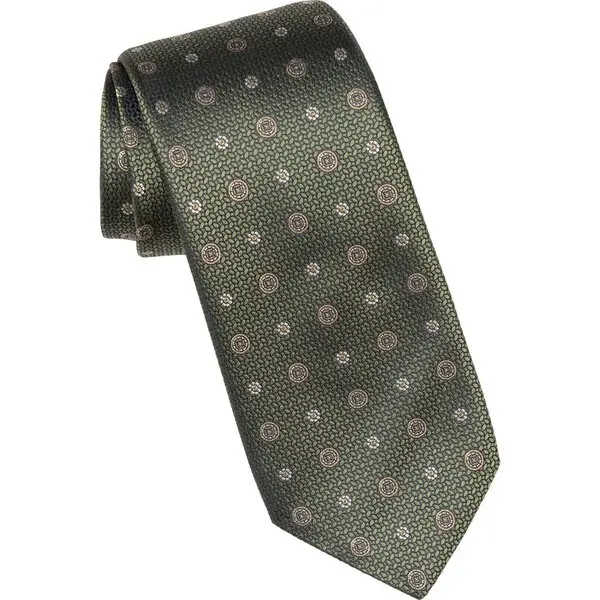 ELIZABETTA Silk Jacquard Neck Tie - Sage Green