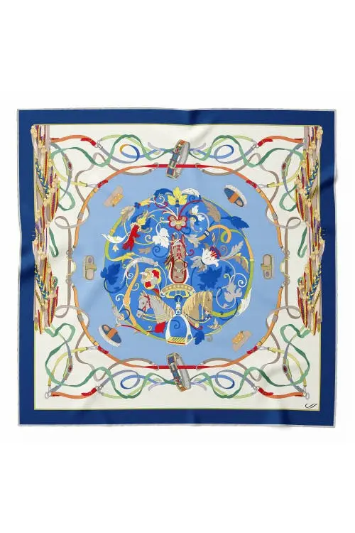 ELIZABETTA Sella Nobilesilk Foulard For - Blue