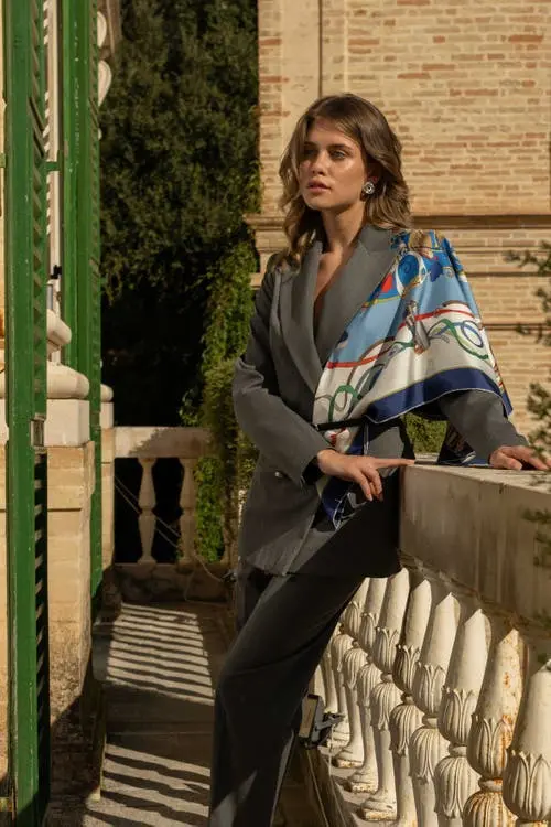 ELIZABETTA Sella Nobilesilk Foulard For - Blue