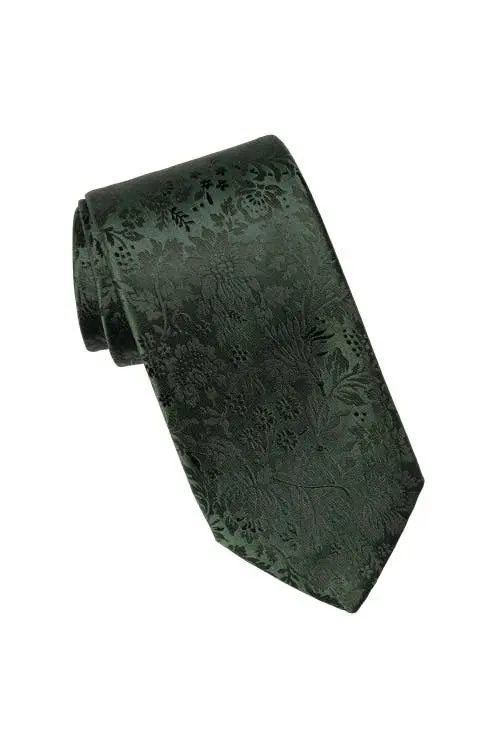 ELIZABETTA Floral Jacquard Standard Neck Tie - Green