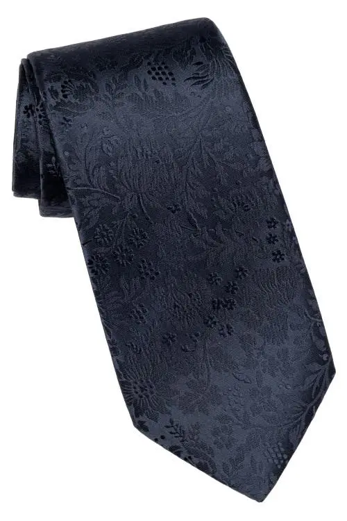 ELIZABETTA Floral Jacquard Standard Neck Tie - Midnight Blue