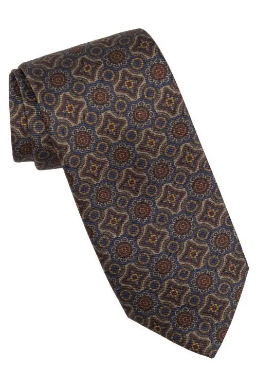 ELIZABETTA Lorenzo Printed Madder Silk Neck Tie - Blue