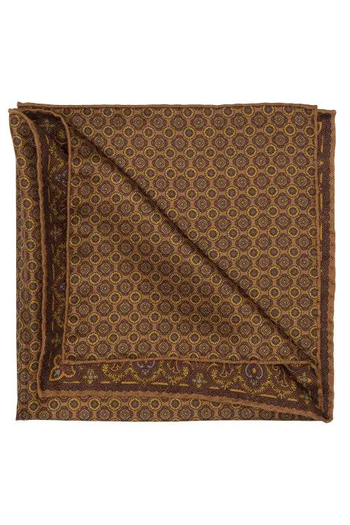 ELIZABETTA Lariodouble Sided Silk Pocket Square For - Brown