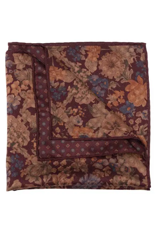 ELIZABETTA Vicodouble Sided Silk Pocket Square For - Bordeaux