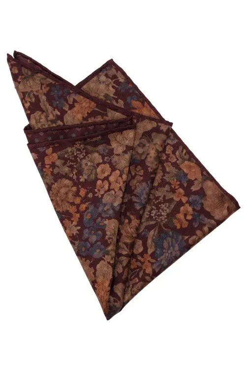 ELIZABETTA Vicodouble Sided Silk Pocket Square For - Bordeaux