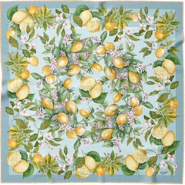 ELIZABETTA Limoni Fioritisilk Foulard For - Sky Blue