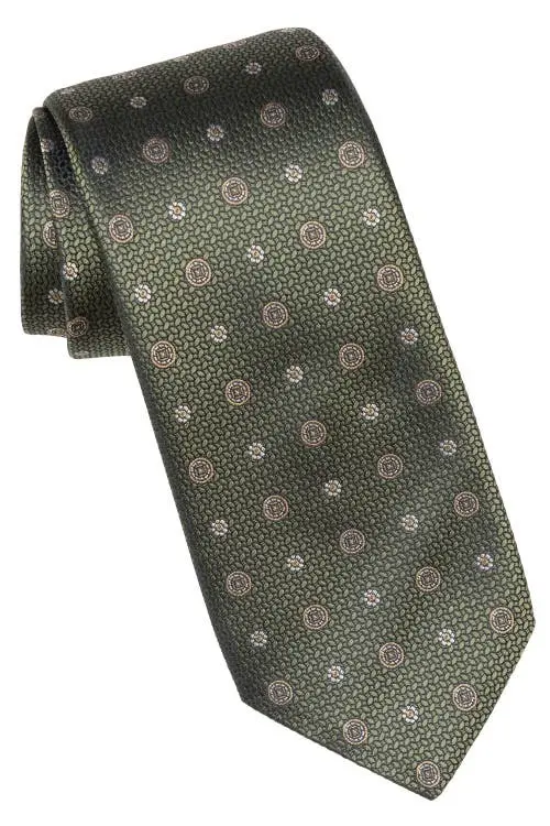 ELIZABETTA Benelli Extra Long Silk Jacquard Neck Tie - Sage Green