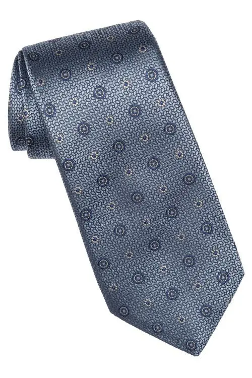 ELIZABETTA Benelli Extra Long Silk Jacquard Neck Tie - Sky Blue
