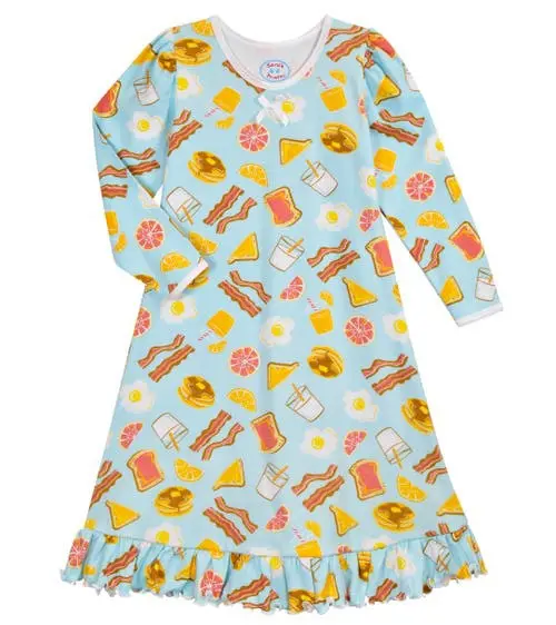 SARA’S PRINTS Long Sleeve Classic Nightgown - Breakfast