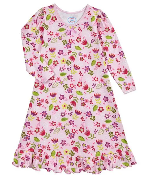 SARA’S PRINTS Long Sleeve Classic Nightgown - Flower N Berry