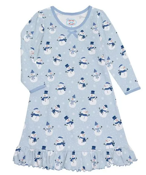 SARA’S PRINTS Long Sleeve Classic Nightgown - Gentle Snowman