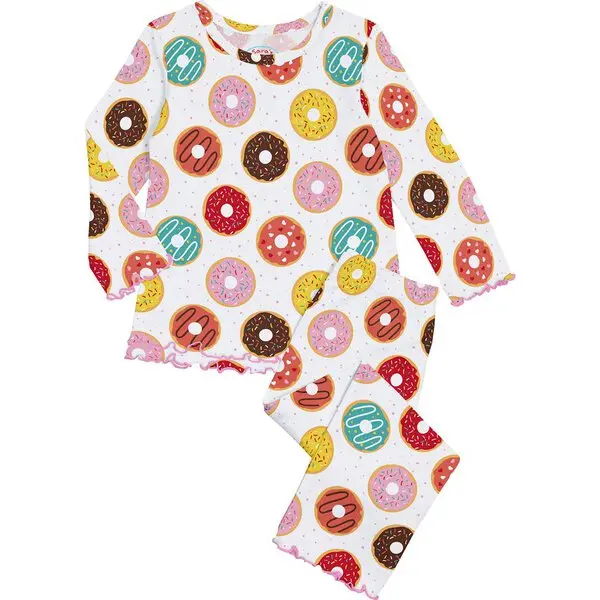 SARA’S PRINTS Loose Fit Ruffle Pj Set - Donut Party