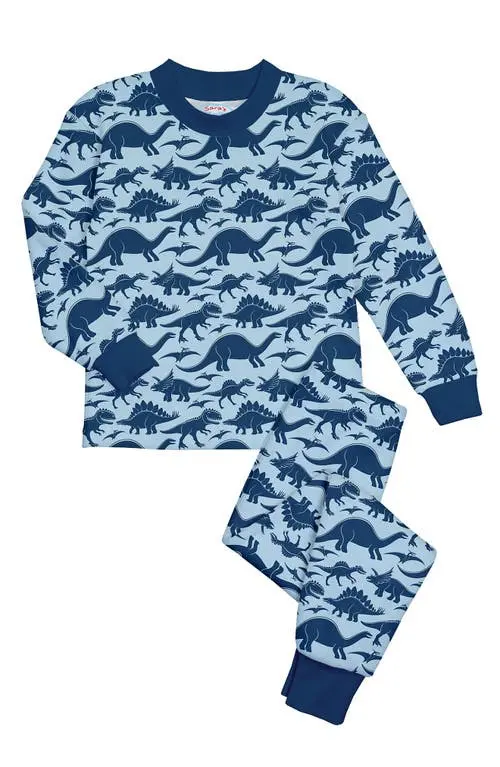 SARA’S PRINTS Loose Fit Classic Pajama 2-piece Set - Indigo Dino