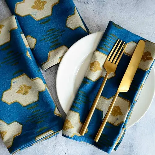 ICHCHA Modern Block Print Cloth Napkins