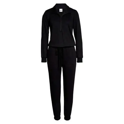 LEZAT Ava Half Zip Modal Jumpsuit - Black