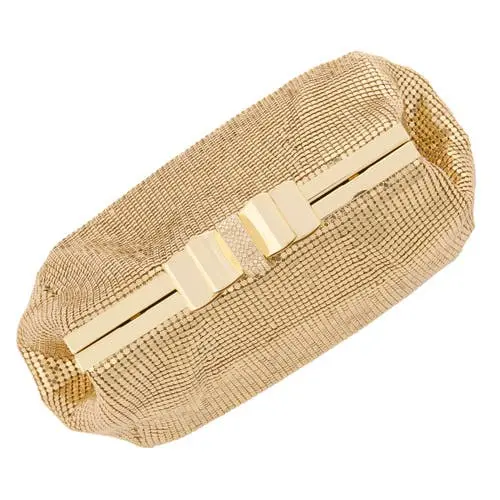 WHITING & DAVIS Blake Bow Clutch - Metallic Gold