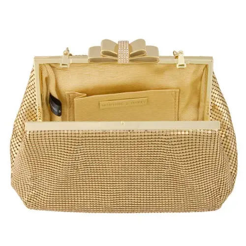 WHITING & DAVIS Blake Bow Clutch - Metallic Gold