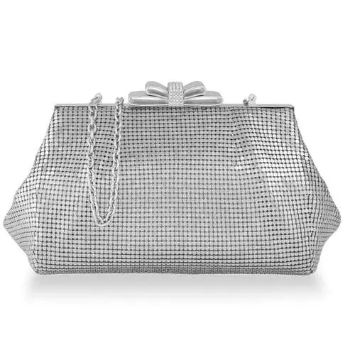 WHITING & DAVIS Blake Bow Clutch - Pewter