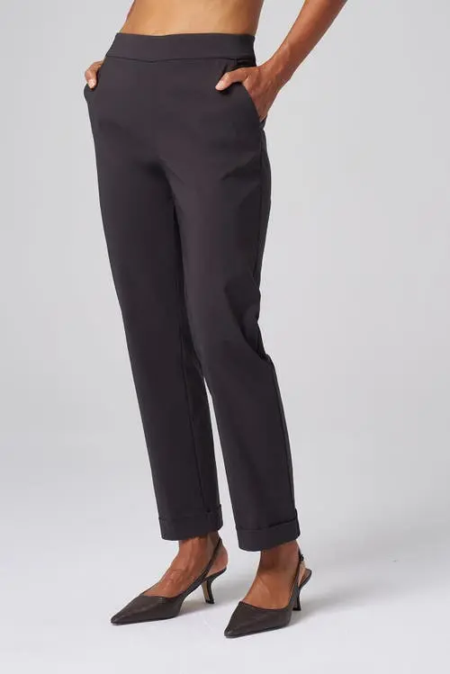 FRANNE GOLDE Structured Stretch Cuffed Tapered Pant - Carbon