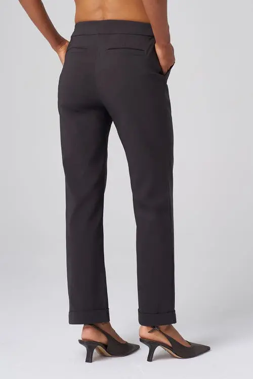 FRANNE GOLDE Structured Stretch Cuffed Tapered Pant - Carbon