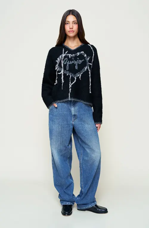 GUIZIO Heart Wool Sweater - Black