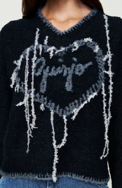 GUIZIO Heart Wool Sweater - Black