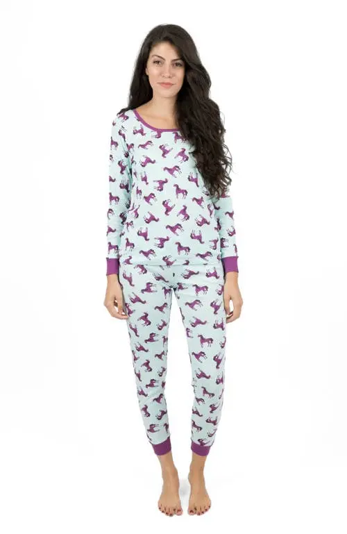 LEVERET Cotton Matching Family Pajamas - Unicorn