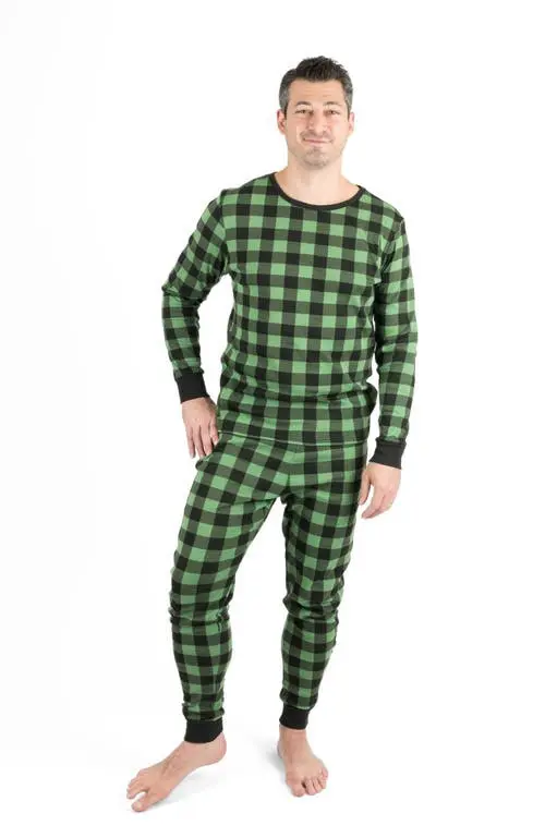 LEVERET Cotton Plaid Matching Family Holiday Pajamas - Plaid Black & Green