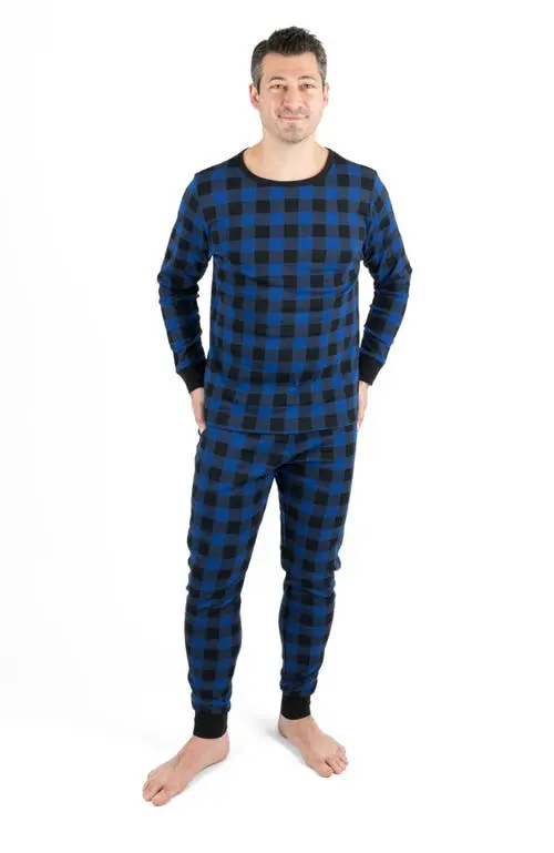LEVERET Cotton Plaid Matching Family Holiday Pajamas - Plaid Black & Navy