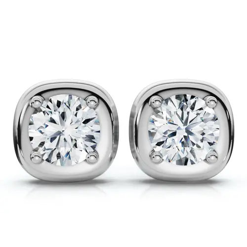 BLISS DIAMOND 3ct Cori Diamond Cushion Stud Earrings - 14k White Gold
