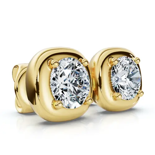 BLISS DIAMOND 3ct Cori Diamond Cushion Stud Earrings - 14k Yellow Gold