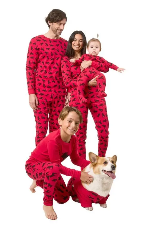 LEVERET Cotton Matching Family Holiday Pajamas & Prints - Moose