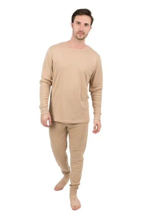 LEVERET Cotton Solid Matching Family Pajamas - Beige