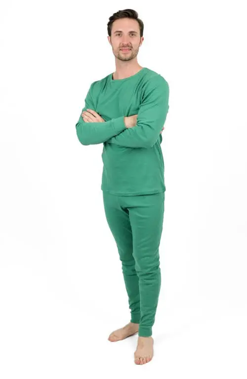LEVERET Cotton Solid Matching Family Pajamas - Green