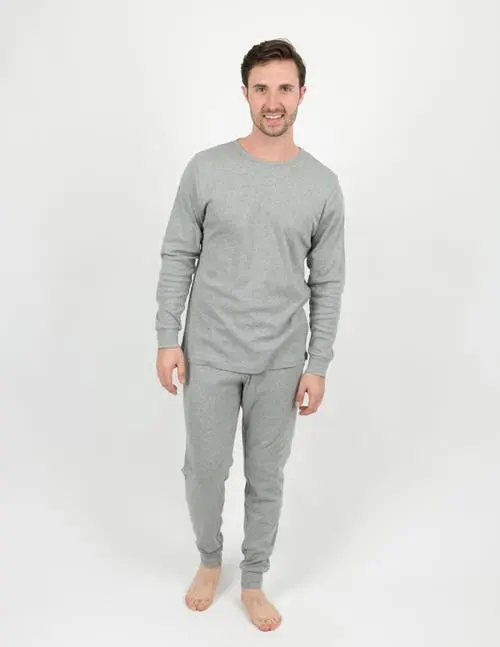 LEVERET Cotton Solid Matching Family Pajamas - Light Gray