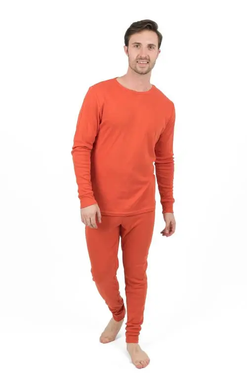 LEVERET Cotton Solid Matching Family Pajamas - Orange