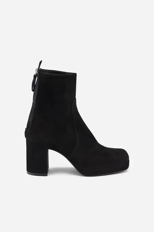 Agl Betty Heeled Velour Bootie - Black