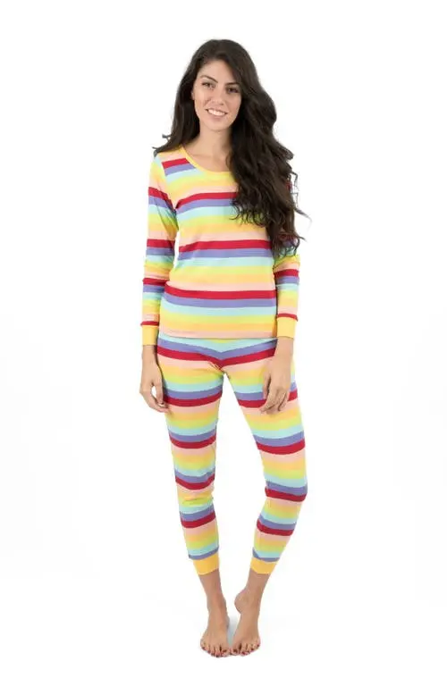 LEVERET Cotton Striped Matching Family Pajamas - Colorful