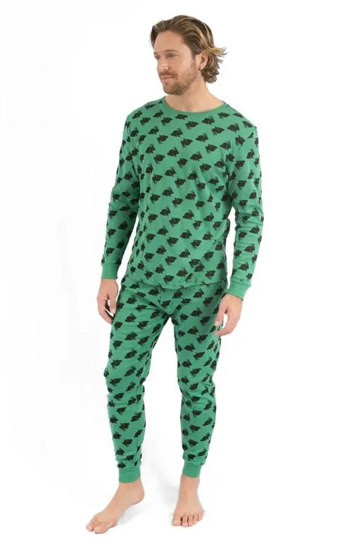 LEVERET Cotton Printed Matching Family Pajamas - Bunny Green