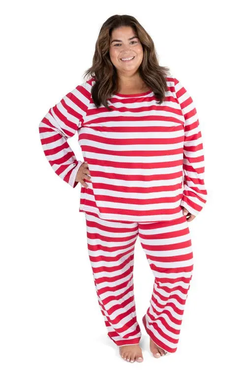 LEVERET Cotton Striped Matching Family Holiday Pajamas - Red & White