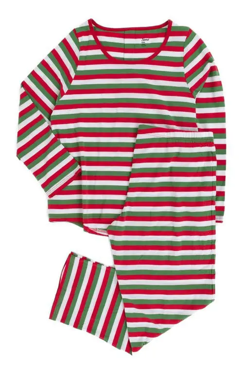 LEVERET Cotton Striped Matching Family Holiday Pajamas - Red White & Green