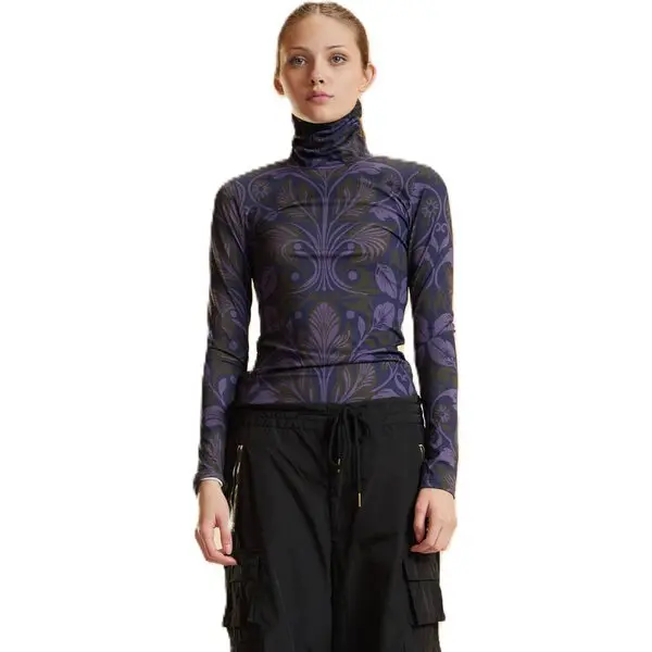 Cynthia Rowley Turtleneck Lycra Top - Purple Multi