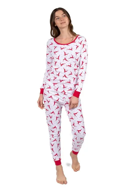 LEVERET Cotton Matching Family Holiday Pajamas & Prints - Reindeer