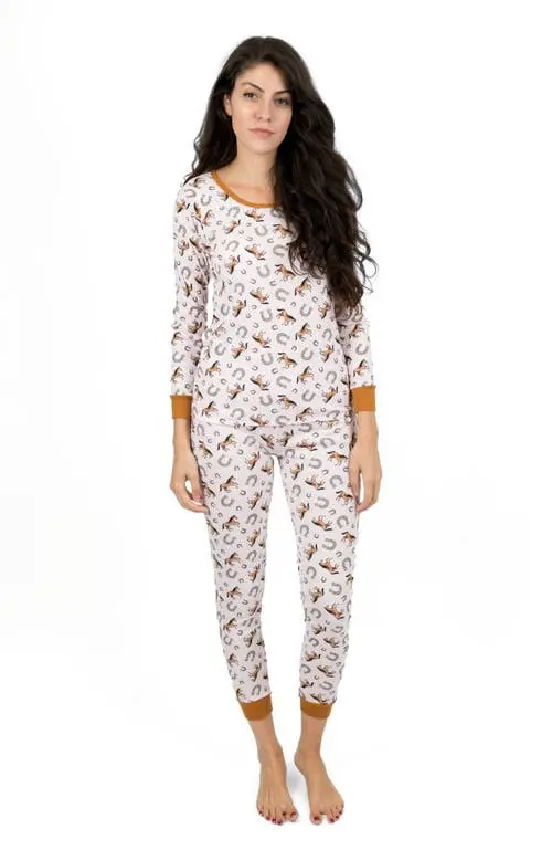 LEVERET Cotton Matching Family Pajamas - Horse