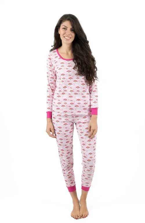 LEVERET Cotton Matching Family Pajamas - Rainbow Pink