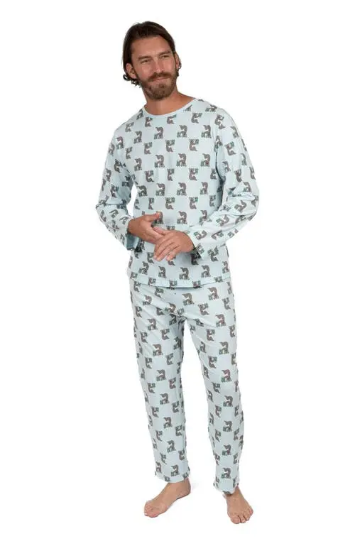 LEVERET Loose Fit Cotton Matching Family Pajamas - Koala Blue