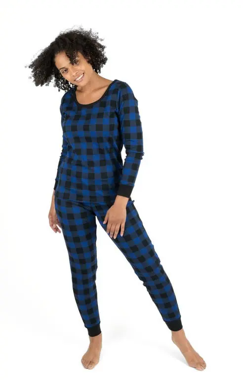 LEVERET Cotton Plaid Matching Family Holiday Pajamas - Plaid Black & Navy